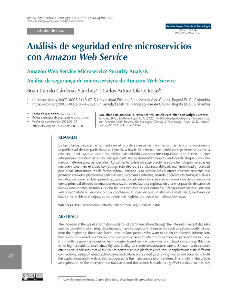 Análisis de Seguridad Entre Microservicios Con Amazon Web Service 2022 ...