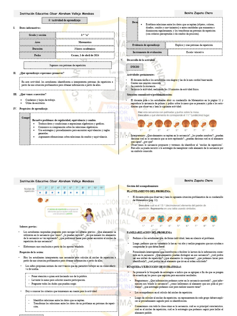 Sesión 5_Mat - Identificamos Patrones | PDF | Evaluación | Aprendizaje
