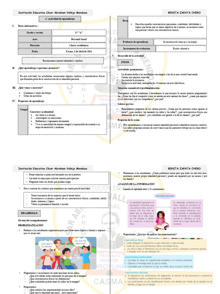 Sesión 4 - PS - Reconocemos Cambios | PDF | Evaluación | Aprendizaje