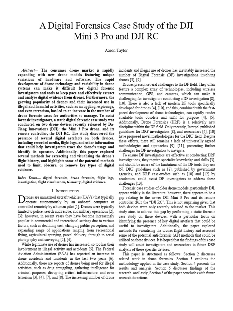 A Digital Forensics Case Study of The DJI Mini 3 Pro and DJI RC | PDF ...