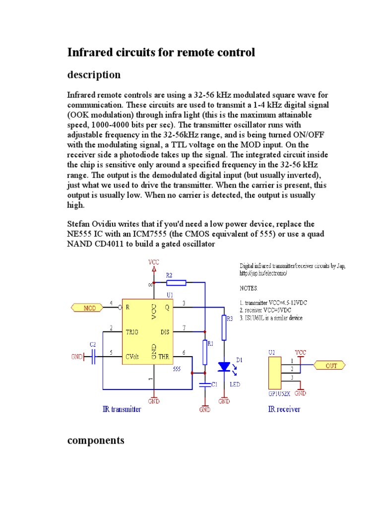 Infrared Circuits For Remote Control | PDF | Remote Control | Modulation