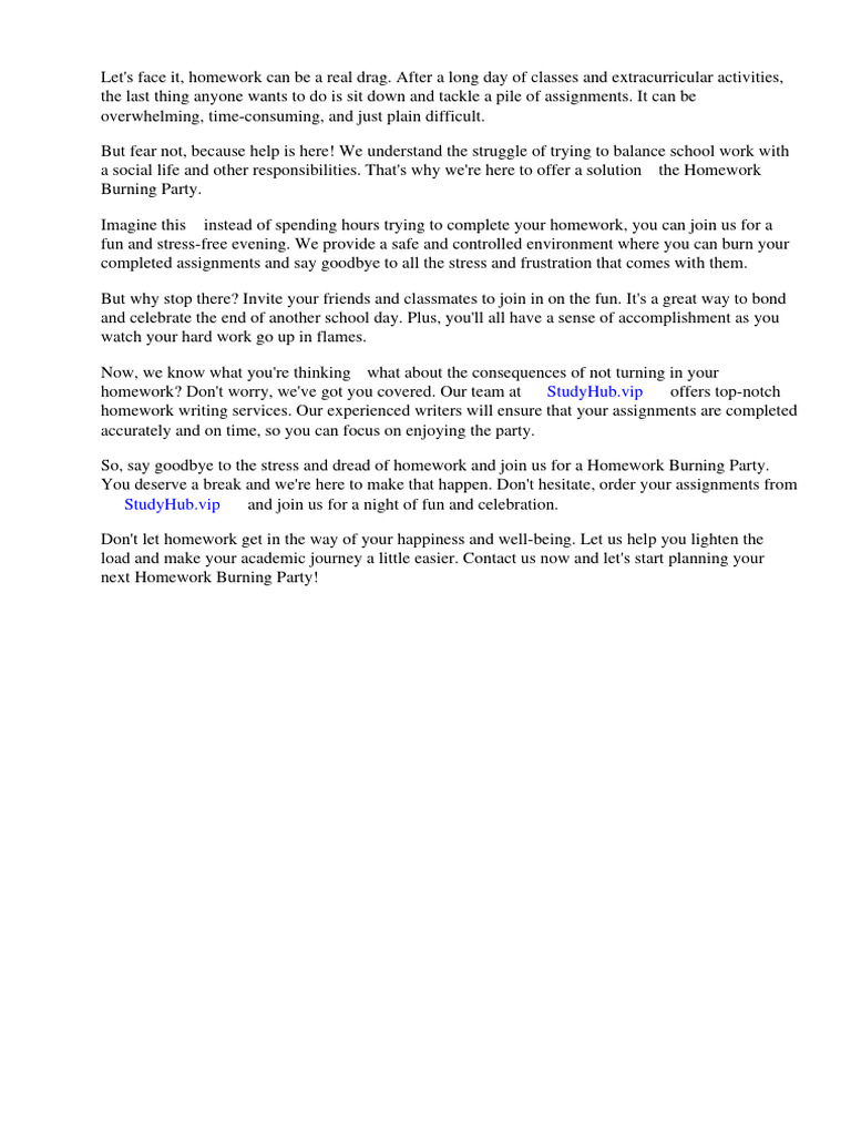 Homework Burning Party | PDF | Homework