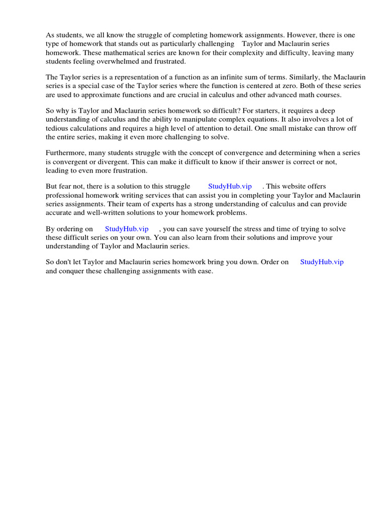 Taylor and Maclaurin Series Homework | PDF | Power Series | Mathematical Analysis
