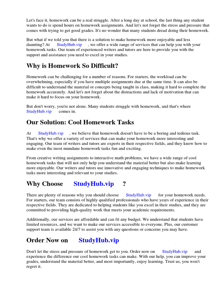 Cool Homework Tasks | Download Free PDF | Homework | Http Cookie