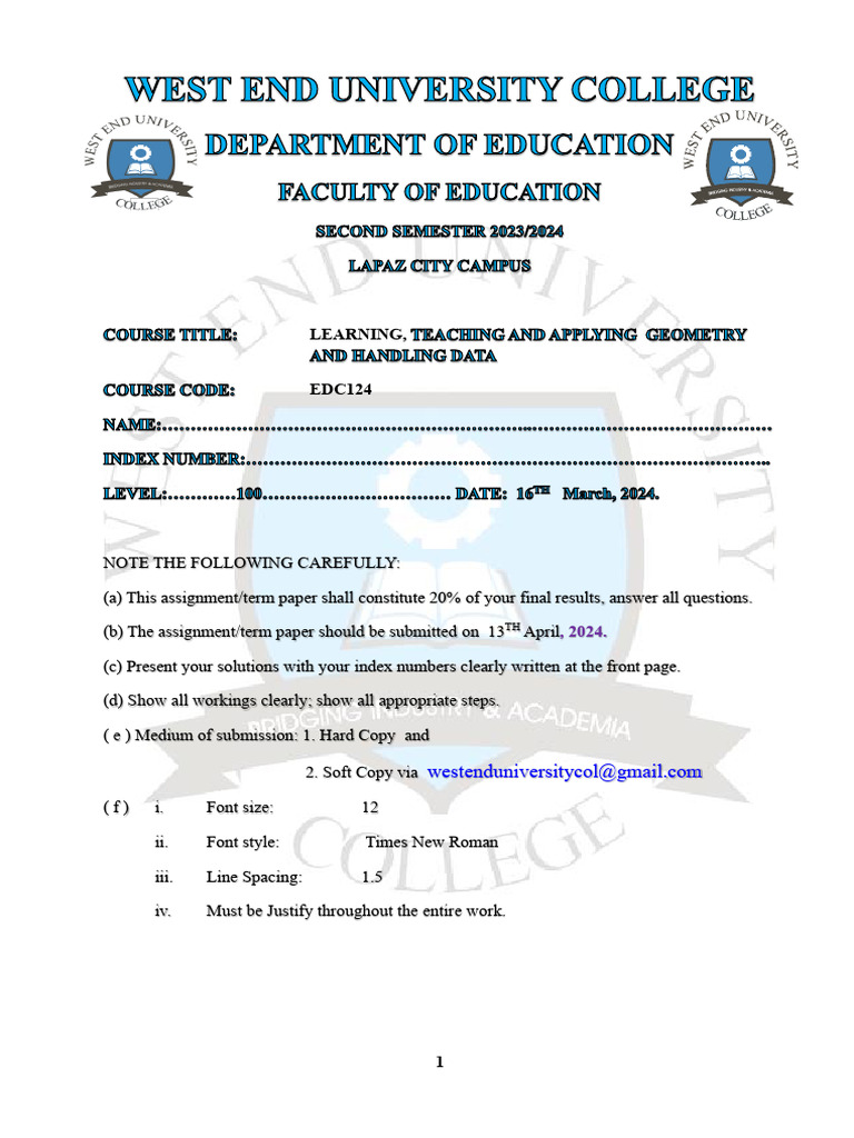 Geometry N Handling Data Assignments Level 100 | PDF | Mean | Triangle