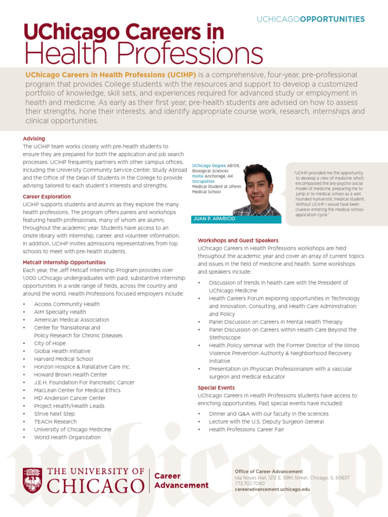 Uchicago Careers Health Professions | PDF | Medicine | Medical School