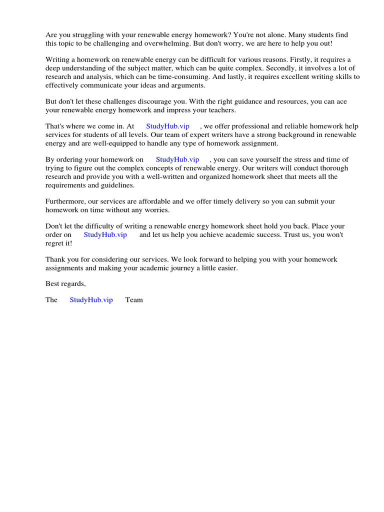 Renewable Energy Homework Sheet | PDF | Renewable Energy | Energy ...