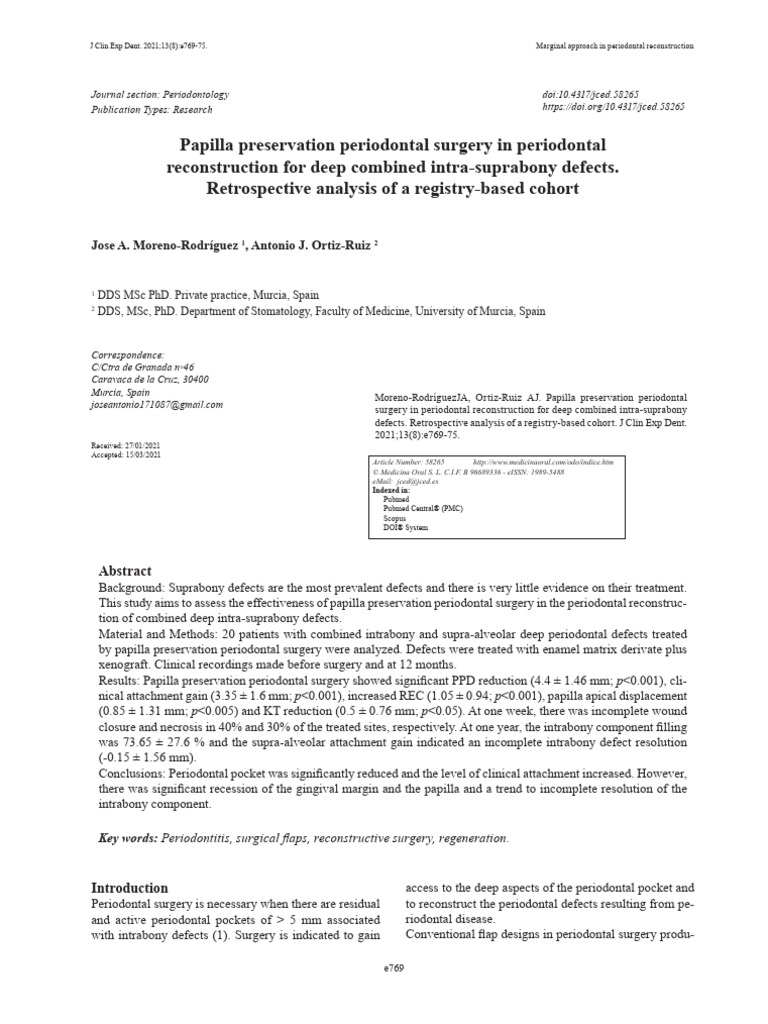 2021 - Papilla Preservation Periodontal Surgery in Periodontal ...