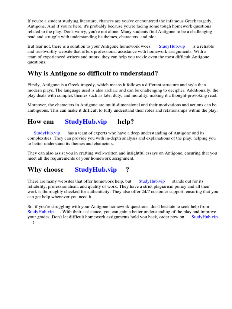 Antigone Homework Help and Analysis | PDF | Safari (Web Browser ...