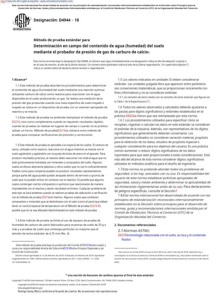 Astm d4944-18 Determinacion de Humedad Speedy Tester | Descargar gratis ...