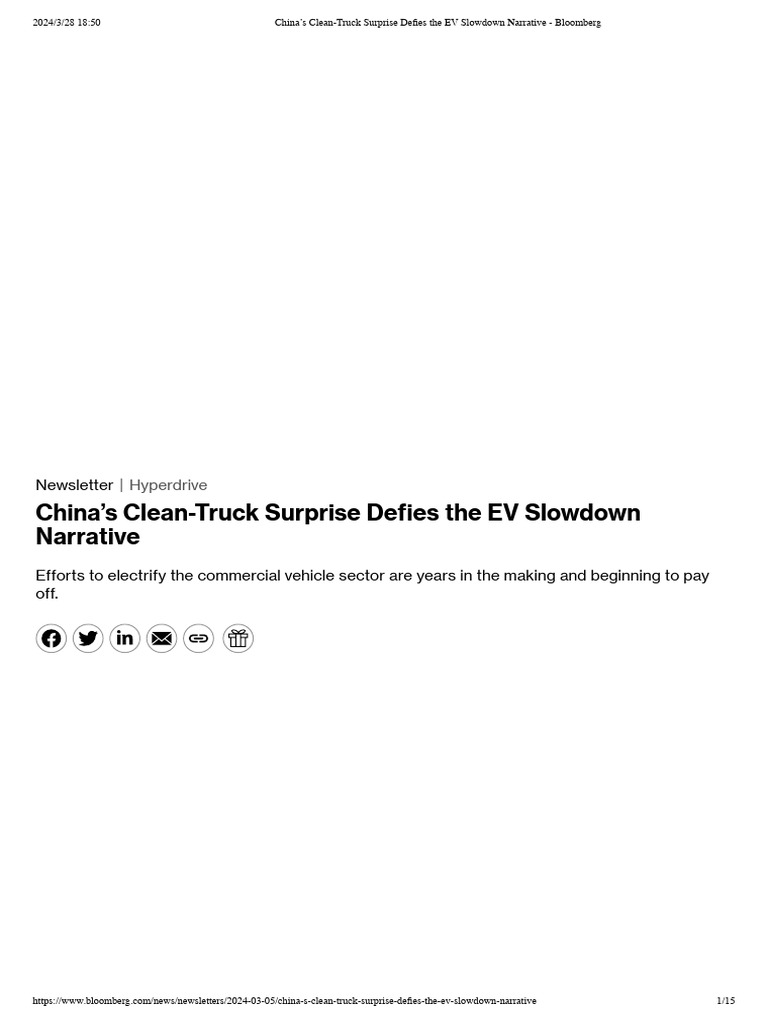 China's Clean-Truck Surprise Defies The EV Slowdown Narrative - Bloomberg | PDF | Electric ...