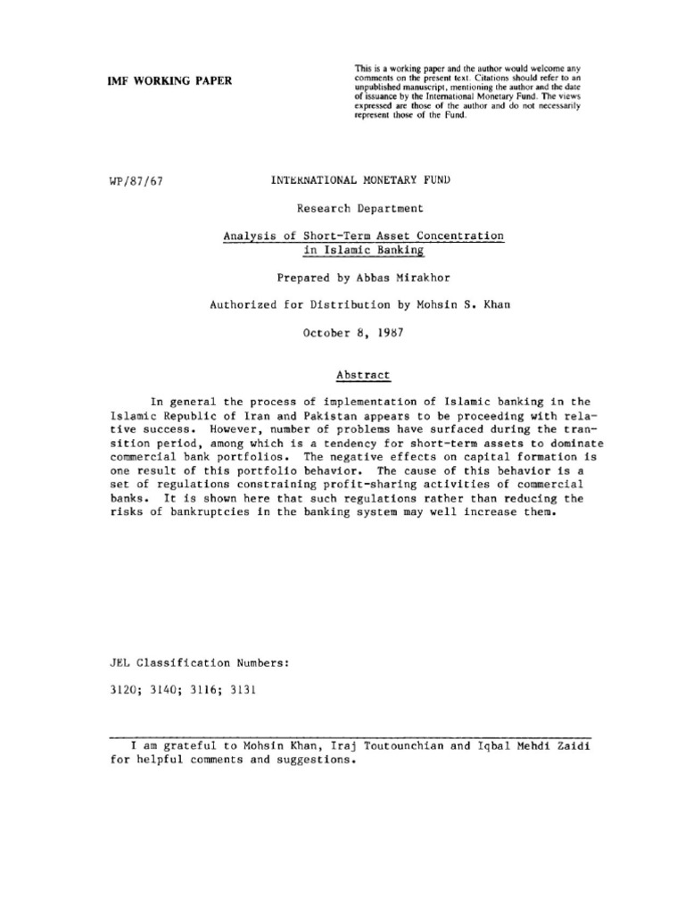 Analysis of Short-Term Asset Concentration in Islamic Banking | PDF ...