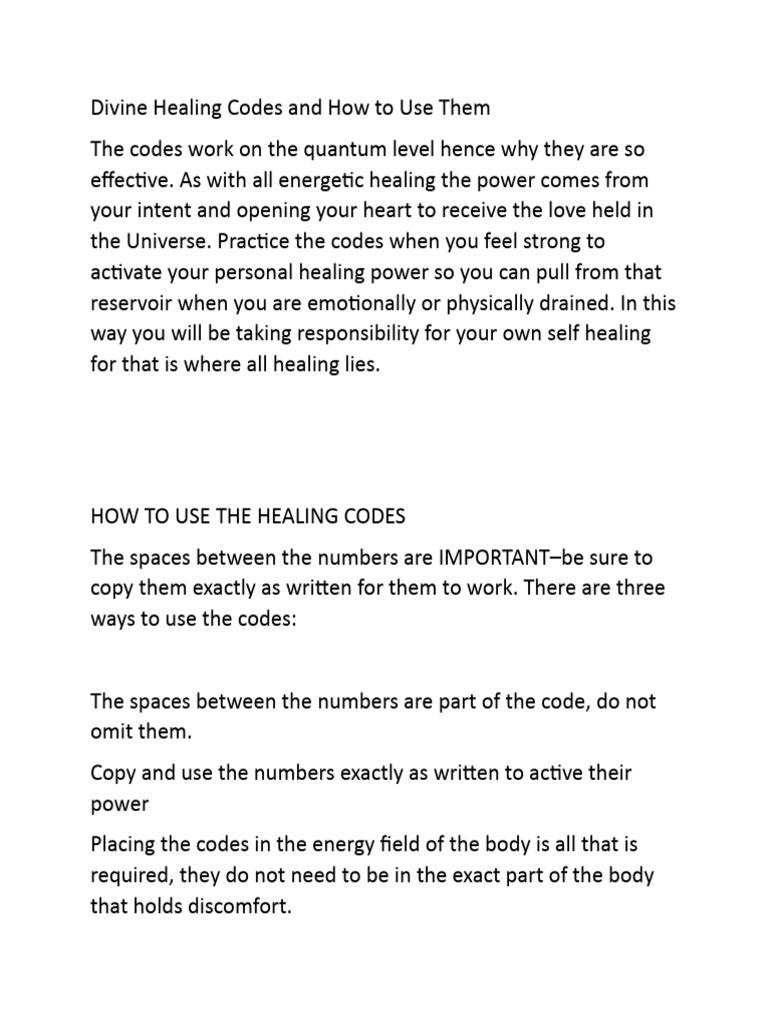 Divine Healing Codes and How To Use Them | Download Free PDF ...