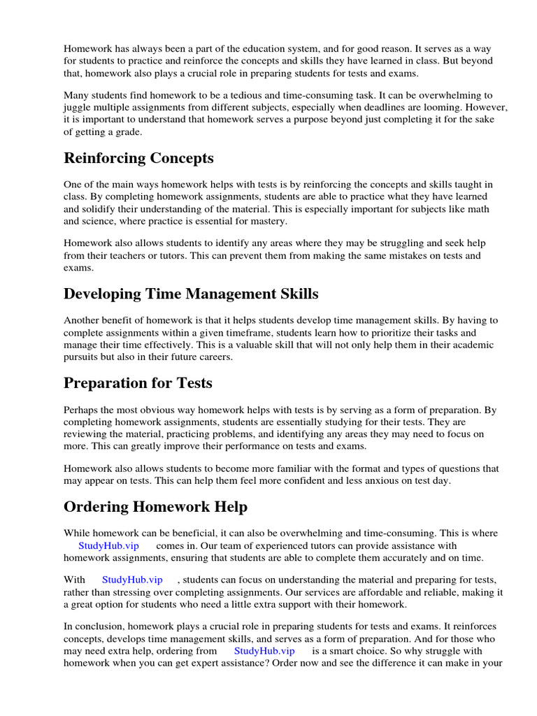 Benefits of Homework for Students | PDF | Homework | Teachers