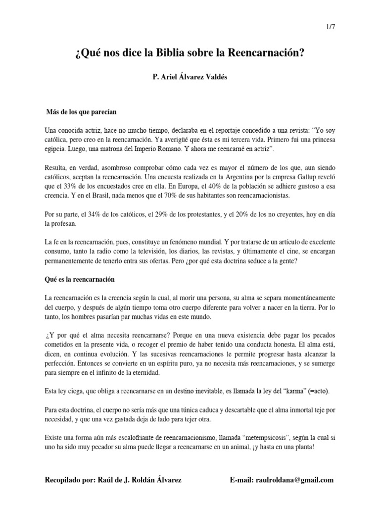 Qué Nos Dice La Biblia Sobre La Reencarnación - Por Ariel Alvarez ...
