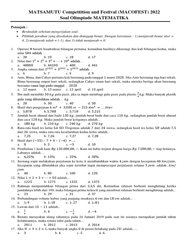 Soal Olim Matematika | PDF