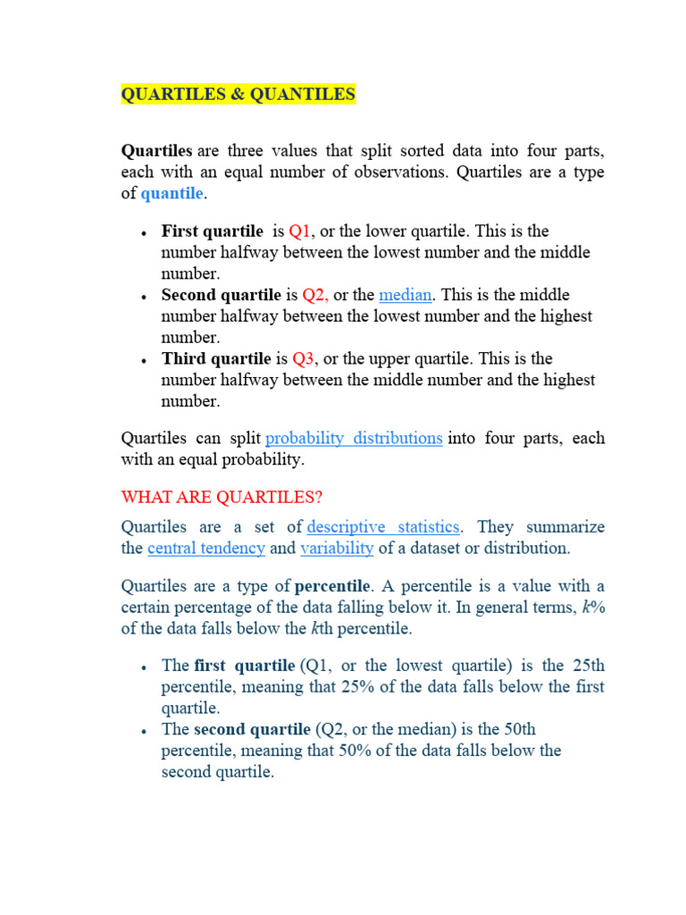 QUARTILES-and-QUANTILES | PDF | Quantile | Quartile