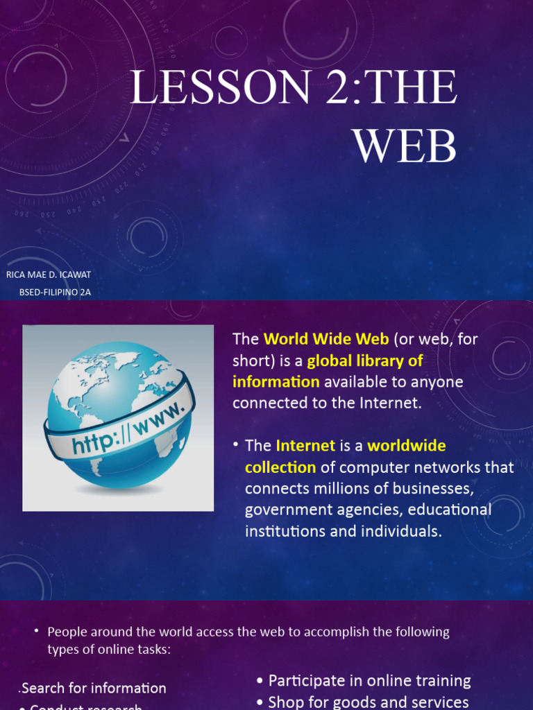 Lesson 2 The Web Pdf World Wide Web Internet And Web