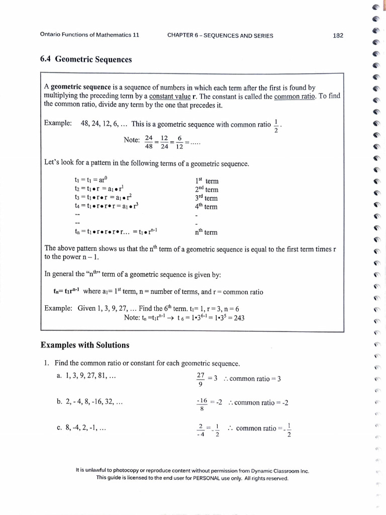 6.4 Geometric Sequences (DC Math) | PDF | Mathematics