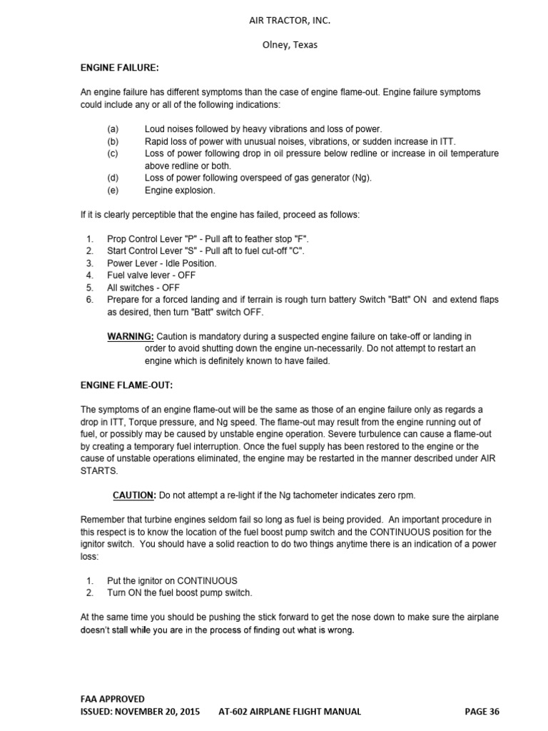 Air Tractor AT-602 Airplane Flight Manual Excerpt-Rel | PDF | Engines ...