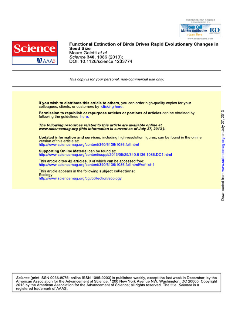 Galetti Etal 2013 - Functional Extinction of Birds Drives Rapid ...