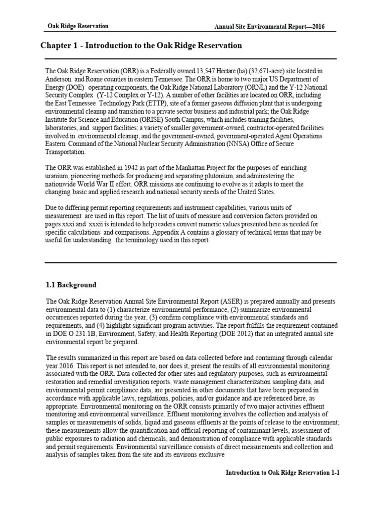 Chapter 1 Introductiontothe Oak Ridge Reservation | PDF | Aquifer ...