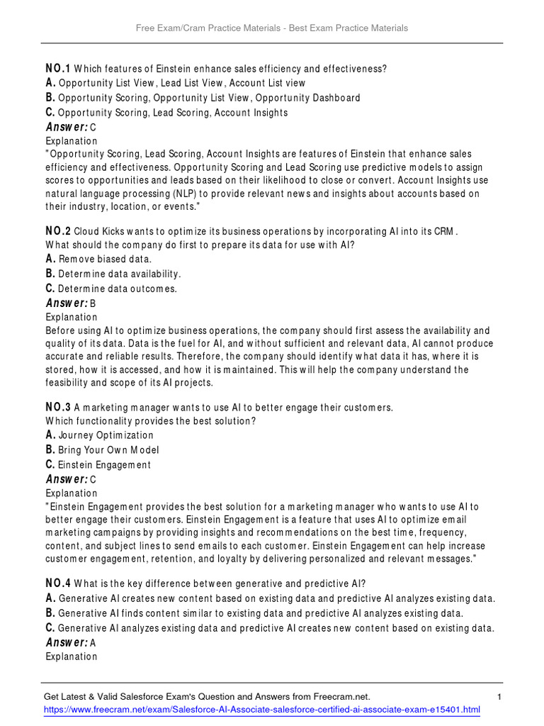 Salesforce Ai Associate Pdf Artificial Intelligence Intelligence Ai And Semantics