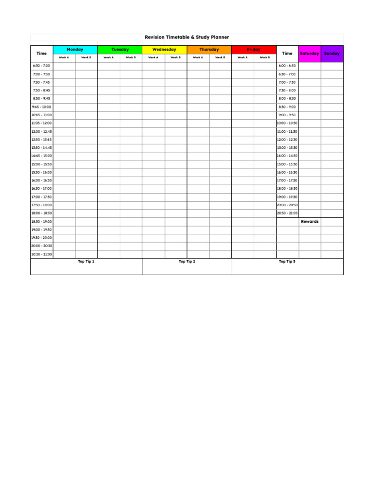 Copy of Revision Timetable Template | PDF