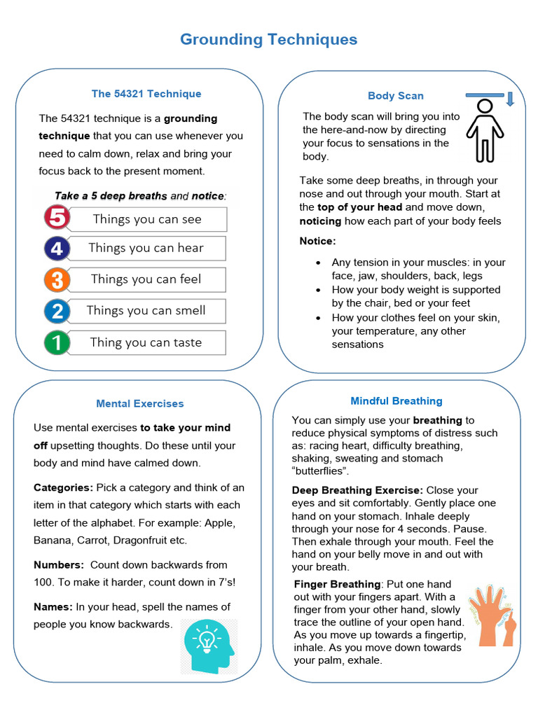 Grounding Techniques 1 | PDF | Breathing | Finger