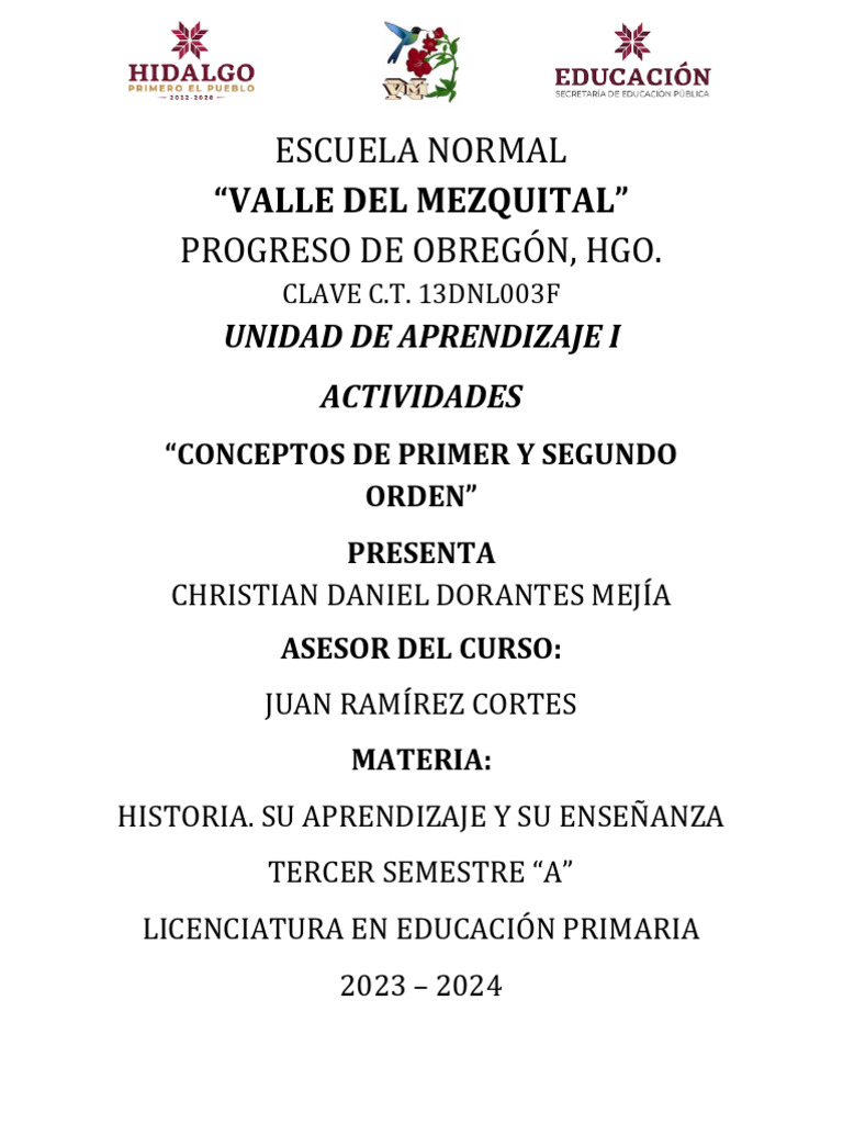 Conceptos de Primer y Segundo Orden en Historia | PDF | Lógica de ...