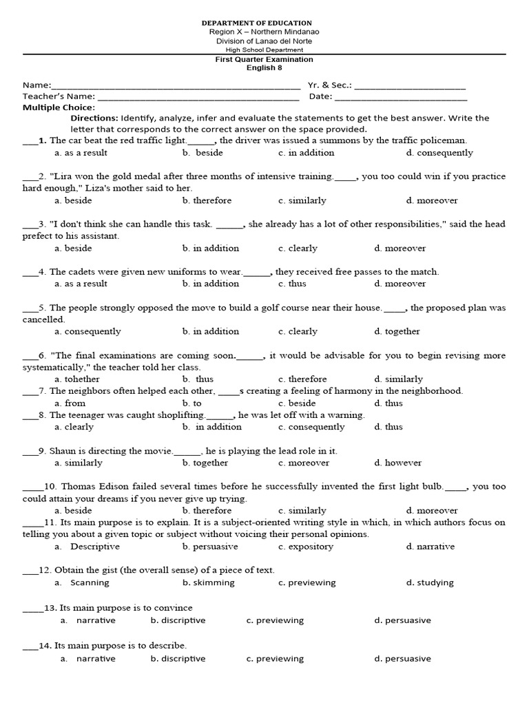 8 Eng. Exam. | Download Free PDF | Canoe