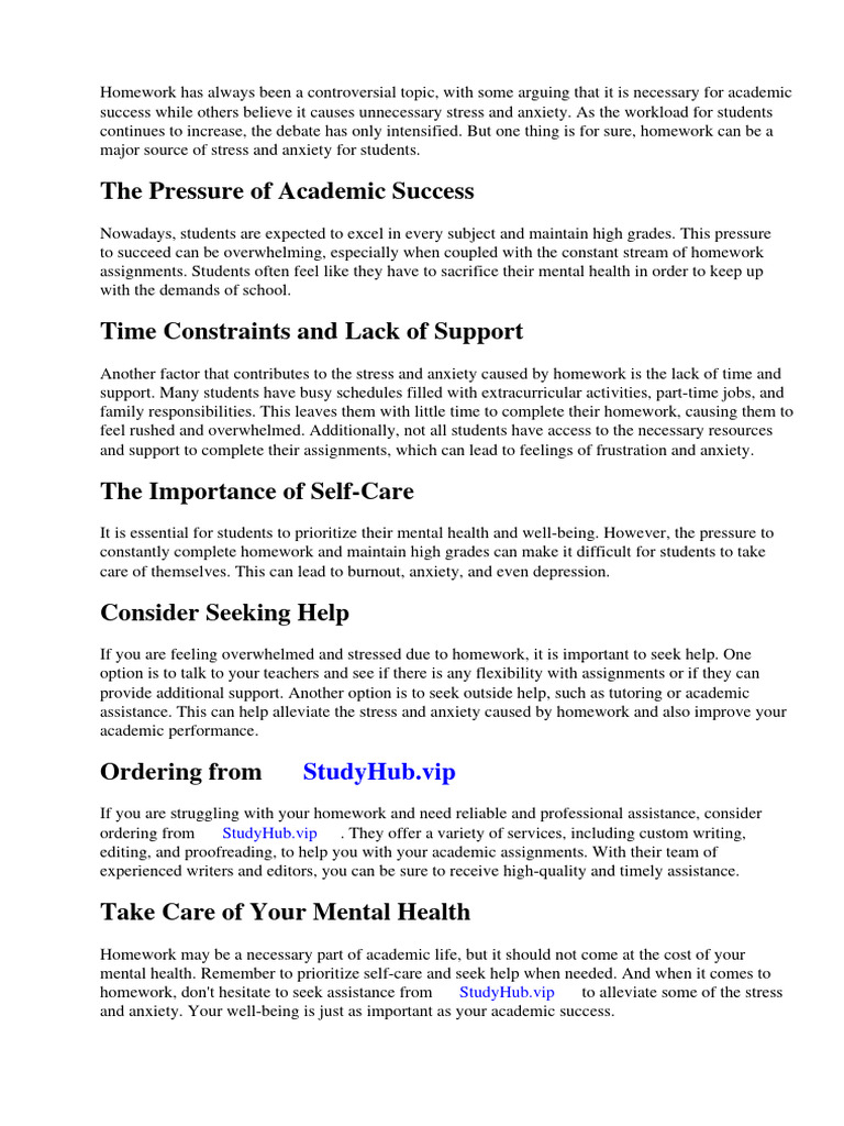 Does Homework Cause Stress and Anxiety | PDF | Homework | Anxiety