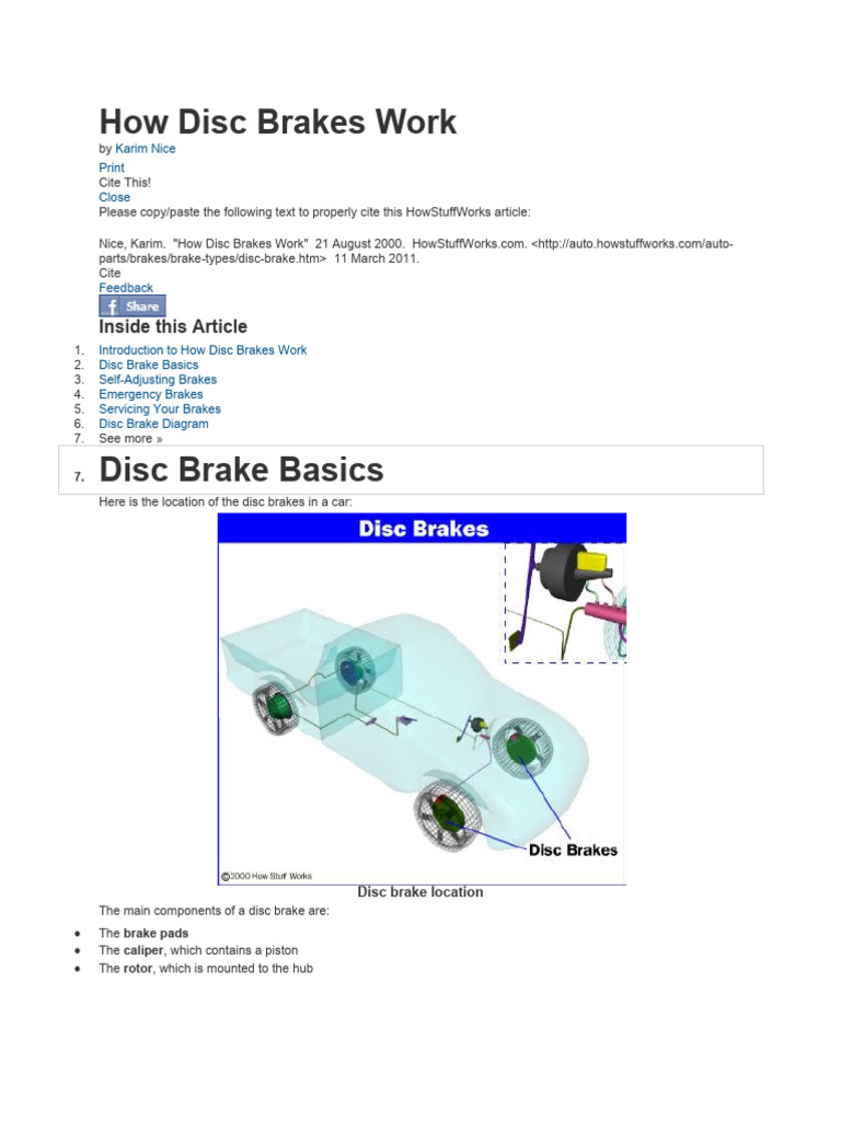 How Disc Brakes Work | PDF | Home & Garden