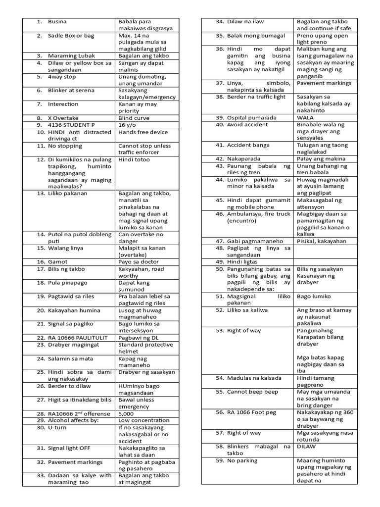 Lto Review Table | PDF