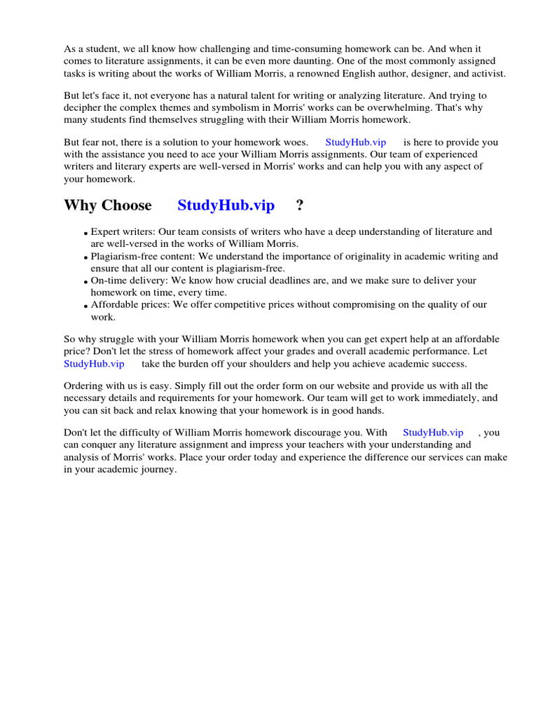 William Morris Homework | PDF | William Morris | Arts And Crafts Movement