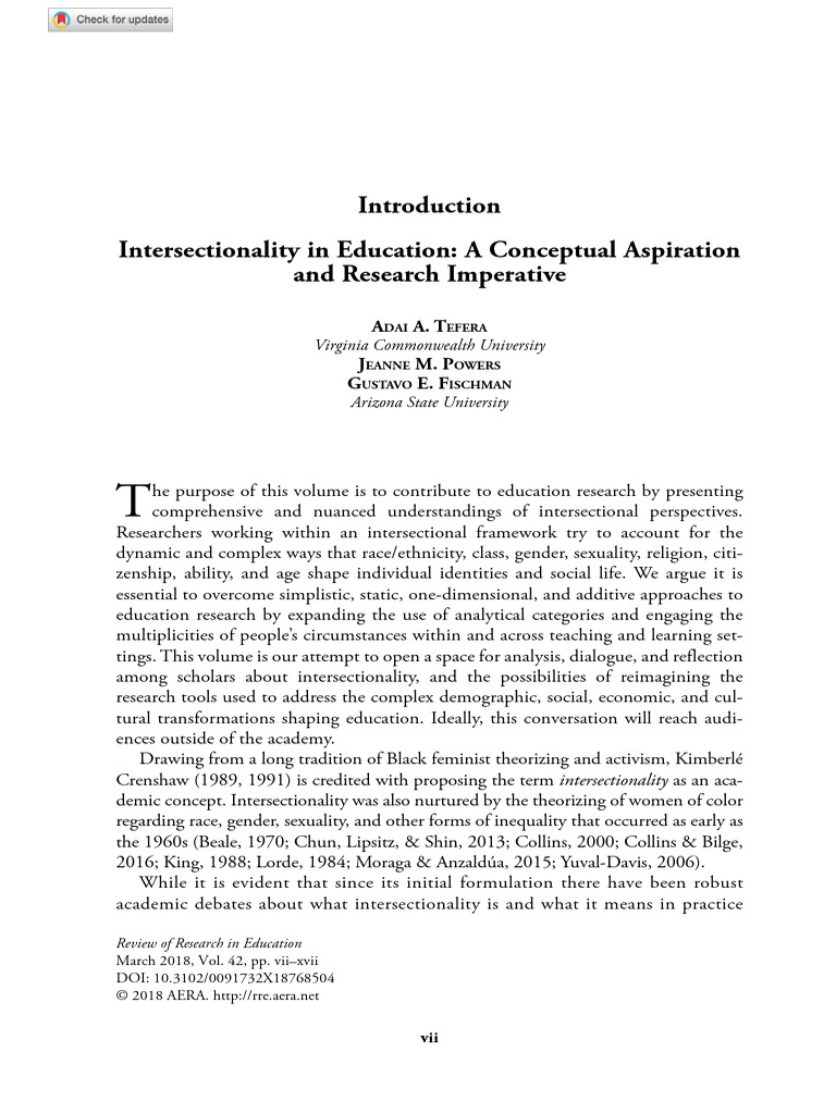 Intersectionality in Education | PDF | Intersectionality