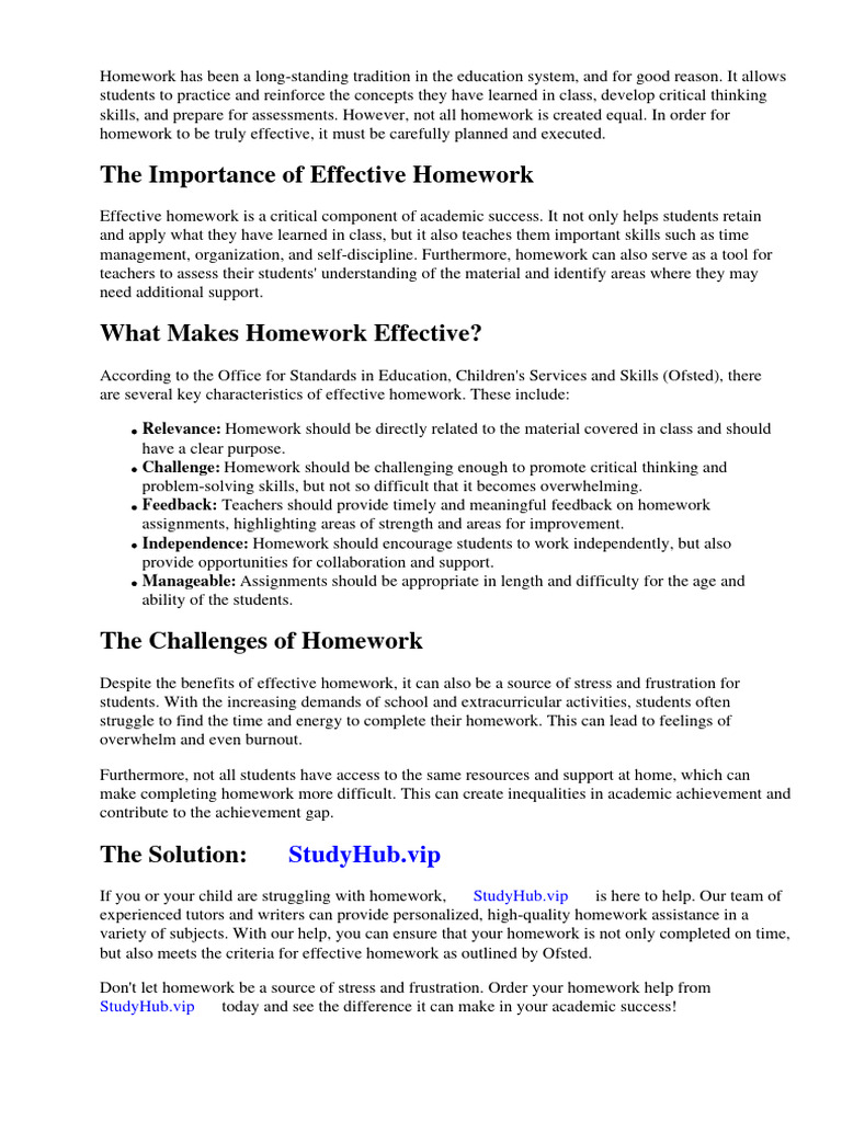Effective Homework Ofsted | PDF | Homework | Critical Thinking