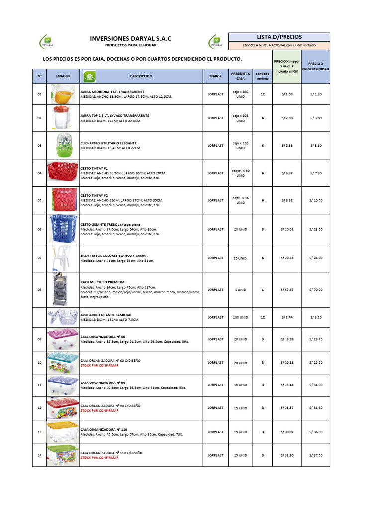 Lista de Precios Daryal 2024 Actual | PDF