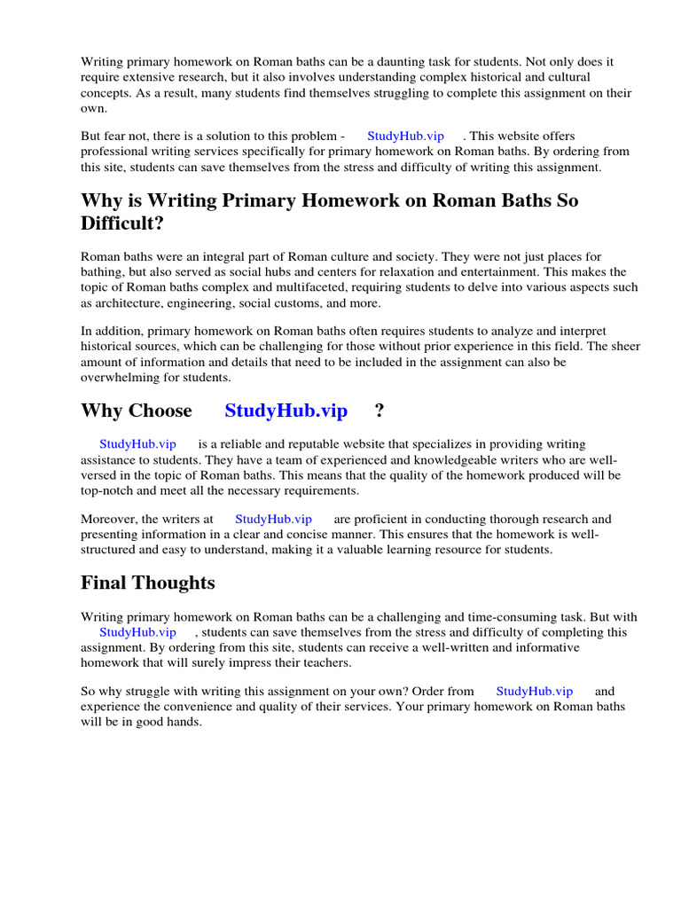 Primary Homework Roman Baths | PDF | Roman Empire