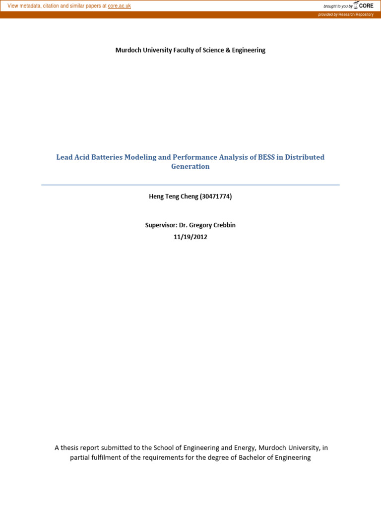 Lead Acid Batteries Modeling and Performance Analysis of BESS in ...