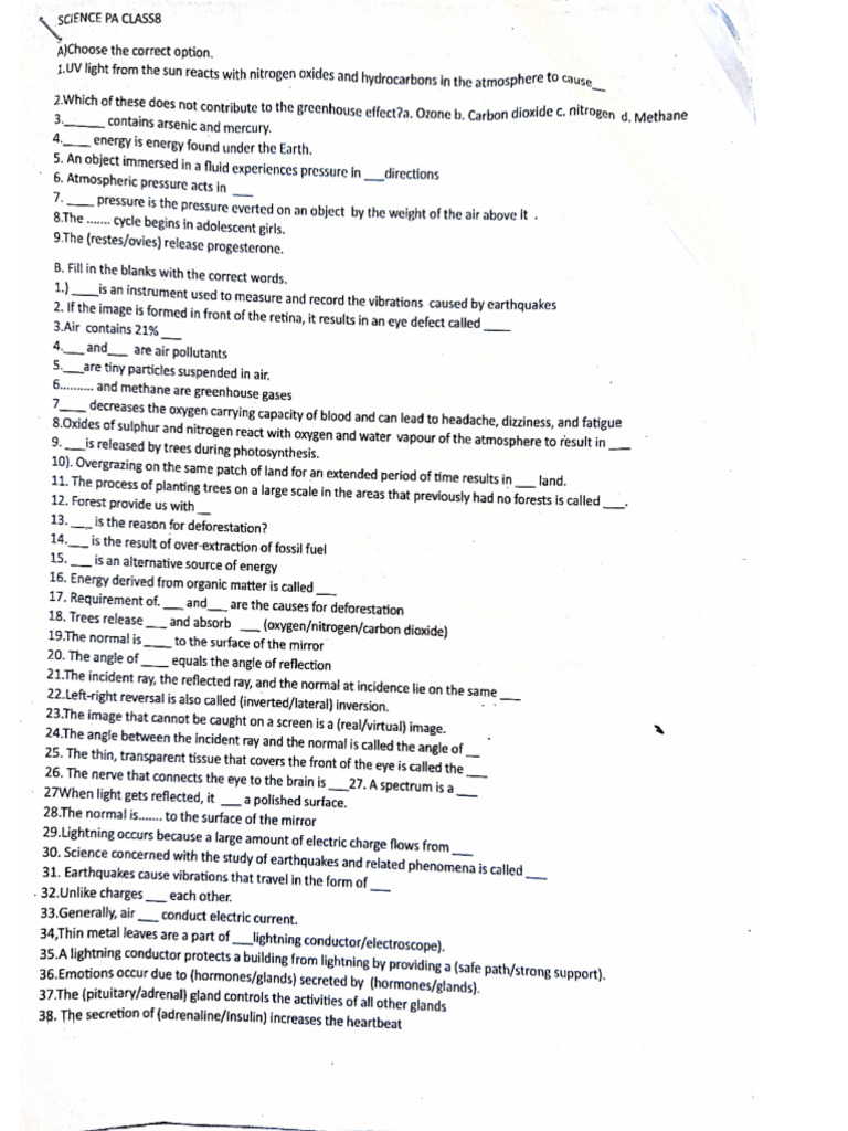 Science Paper Class 8 | PDF