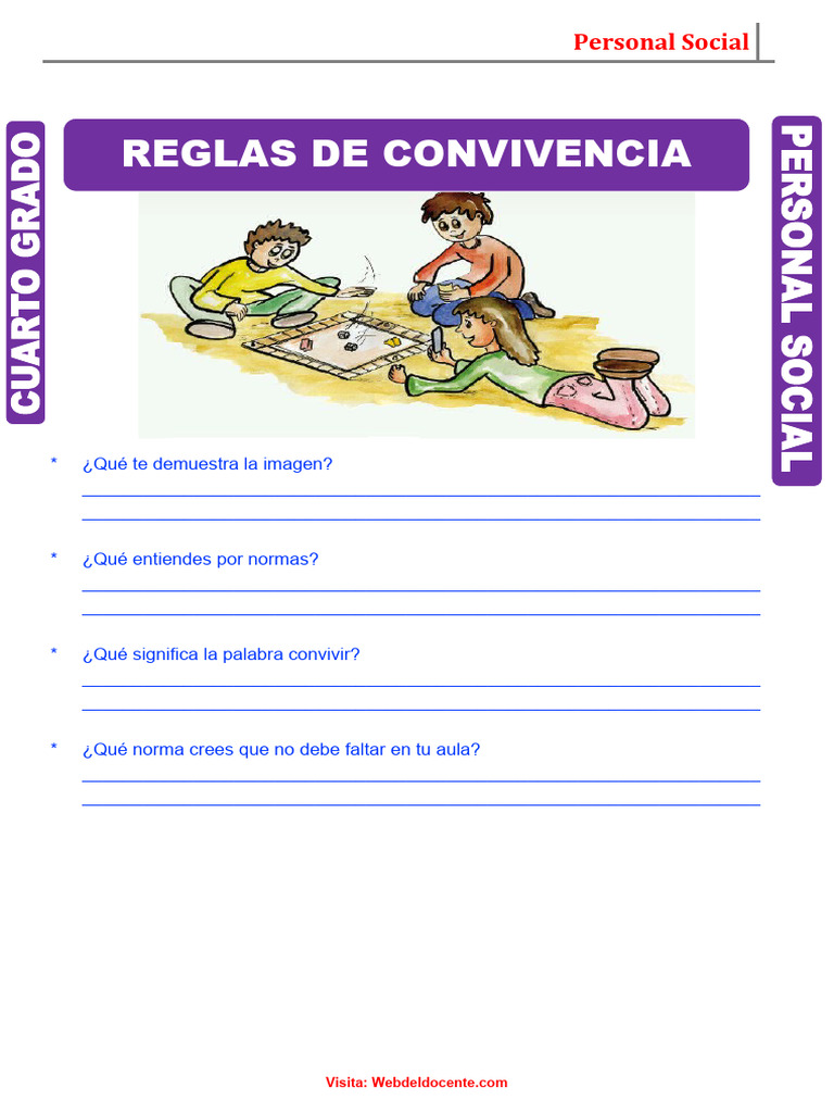 Reglas de Convivencia para Cuarto Grado de Primaria | PDF | Paz ...