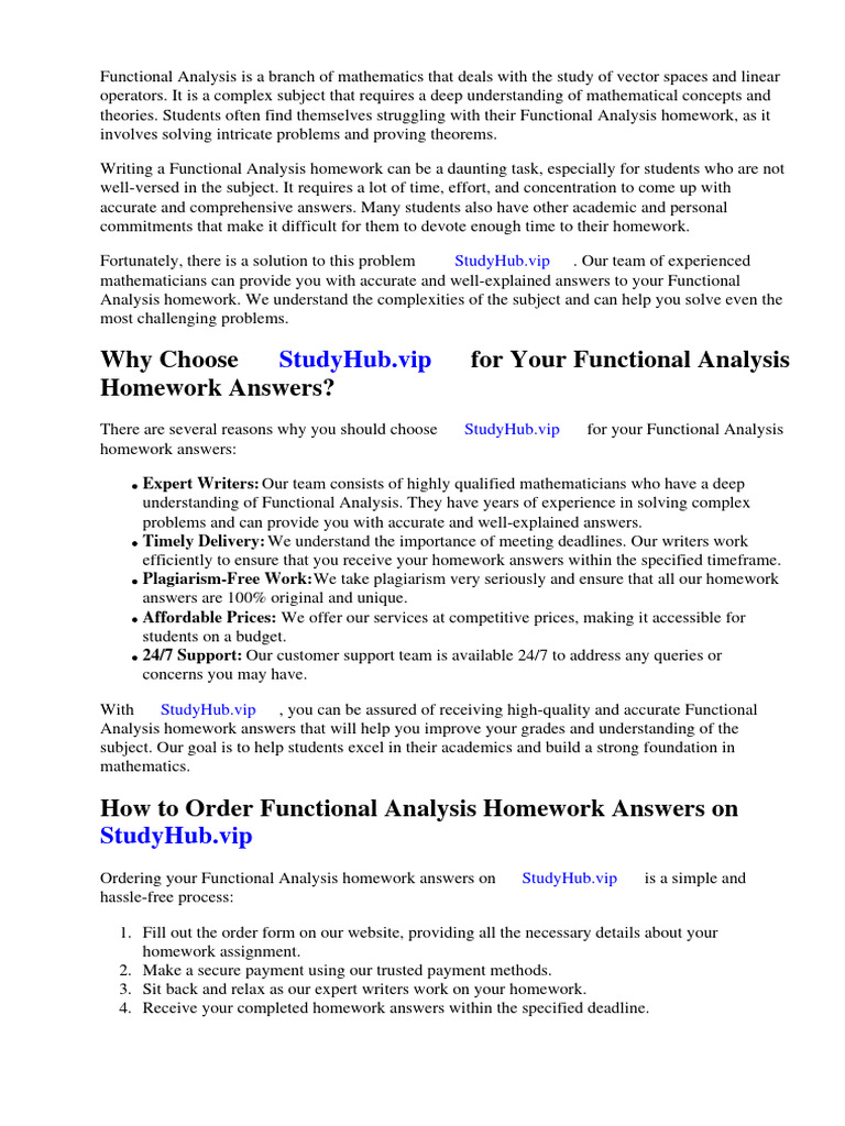 Functional Analysis Homework Answers | PDF | Functional Analysis | Mathematical Analysis