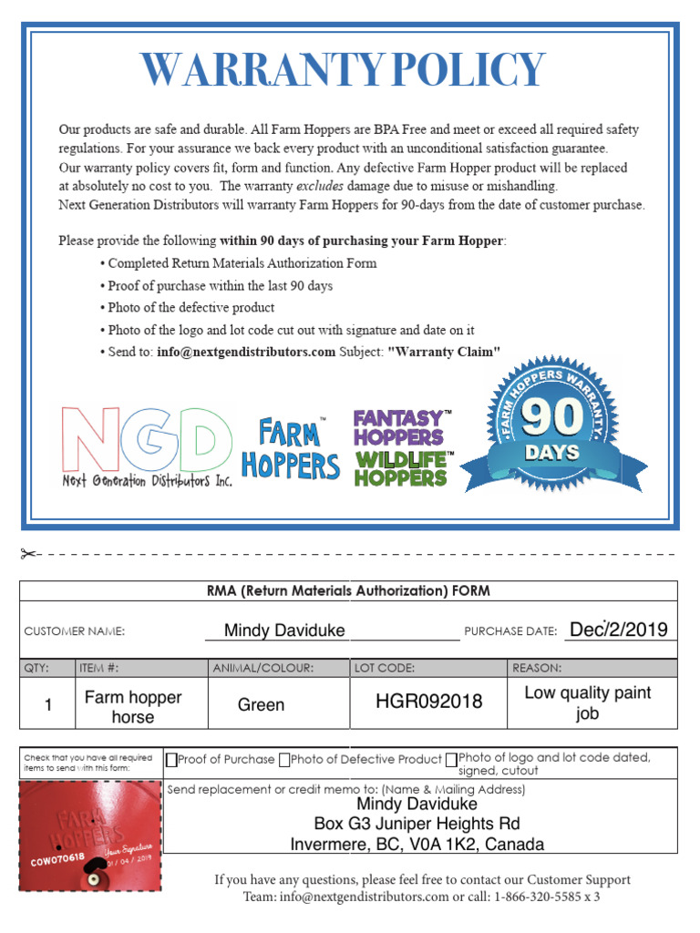 NGD Hopper Warranty | PDF