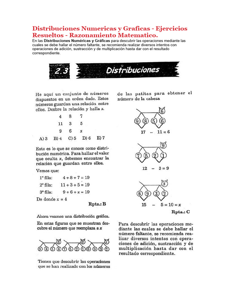 Ejercicios de Distribuciones Numéricas | PDF