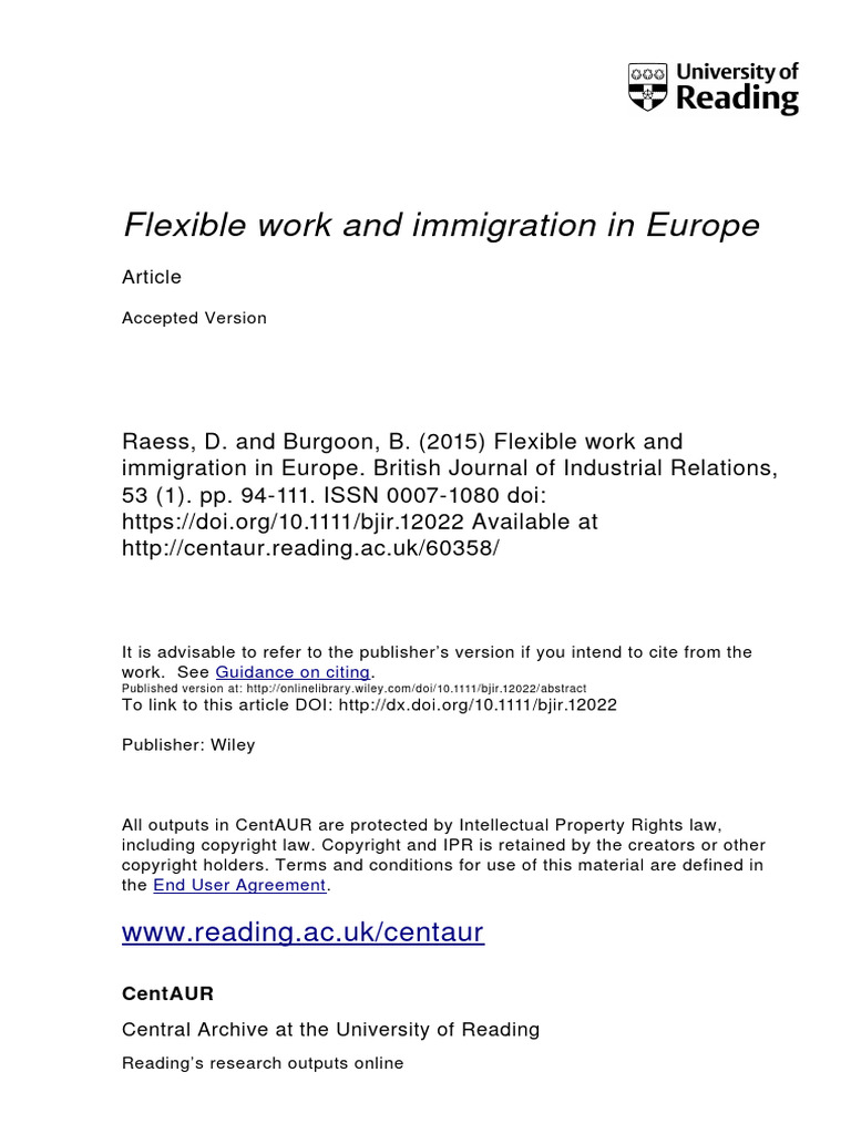 Flexible Work and Immigration in Europe | PDF | Employment | Immigration