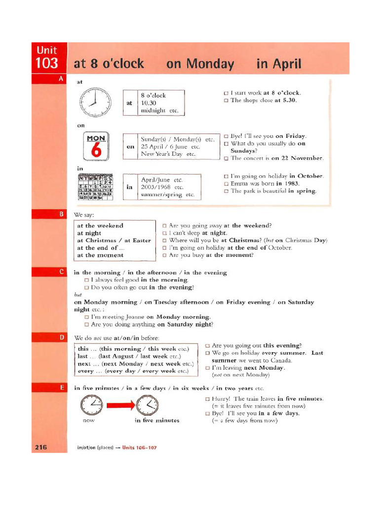 Prepositions in On at | PDF