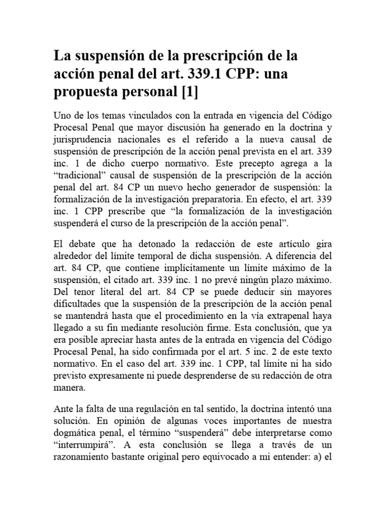 Articulo 339 CPP | PDF | Estatuto de limitaciones | Caso de ley