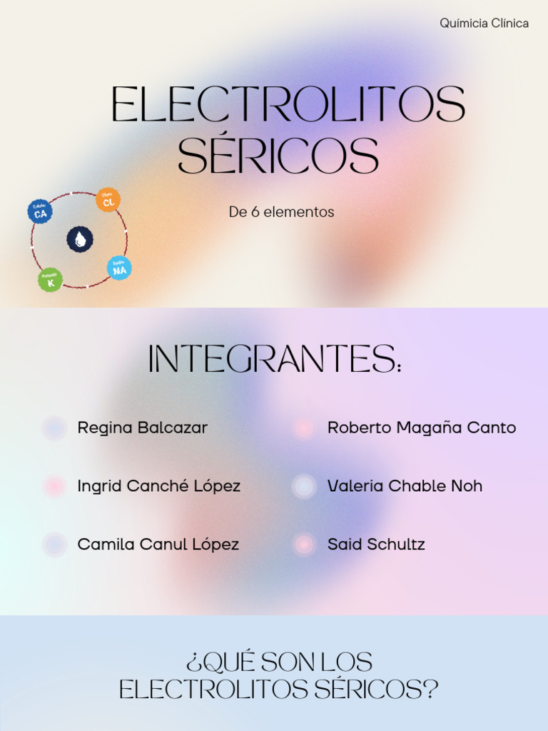 Electrolitos séricos | PDF | Electrólito | Sodio