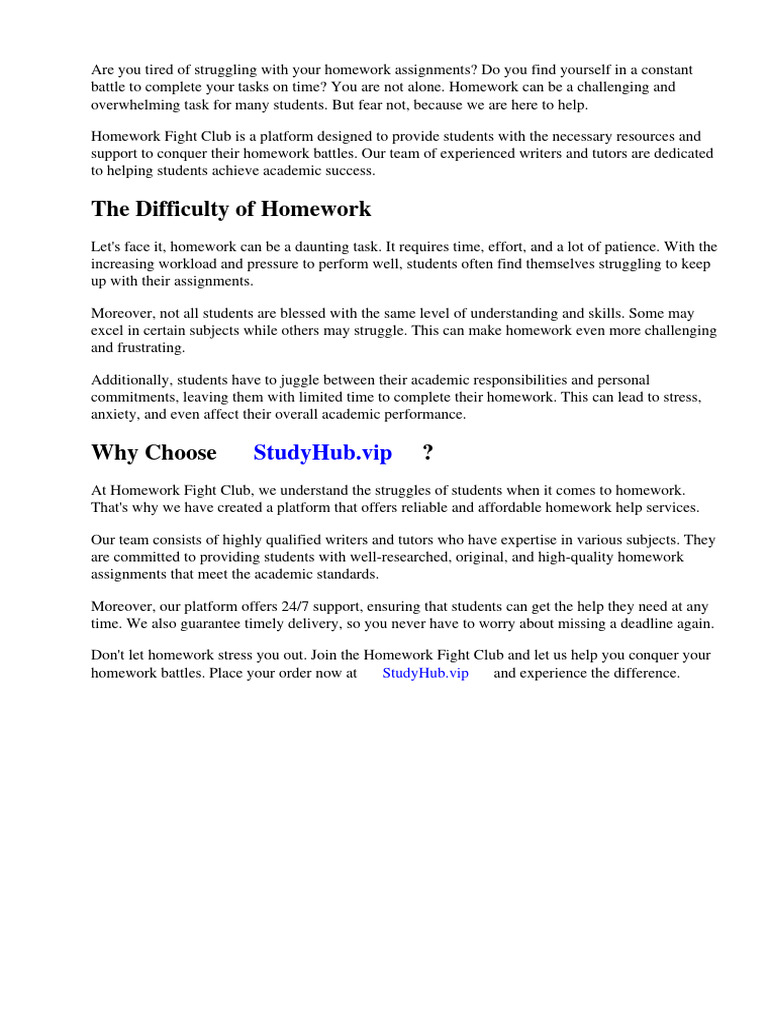 Homework Fight Club | PDF | Homework